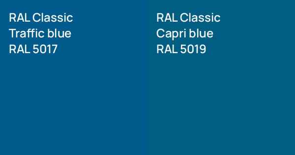 RAL Classic Traffic blue vs. RAL Classic Capri blue comparison