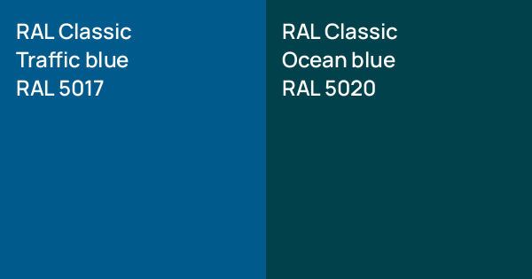 RAL Classic Traffic blue vs. RAL Classic Ocean blue comparison