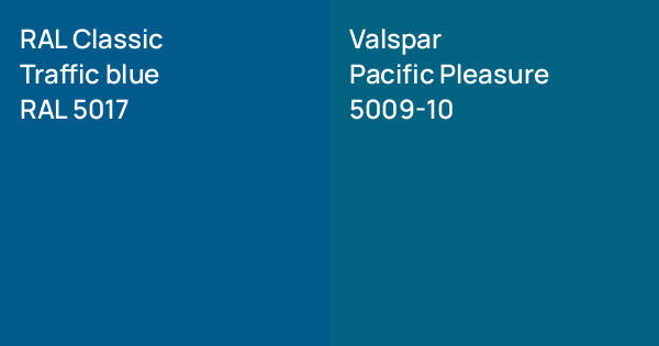 RAL Classic Traffic blue vs. Valspar Pacific Pleasure comparison