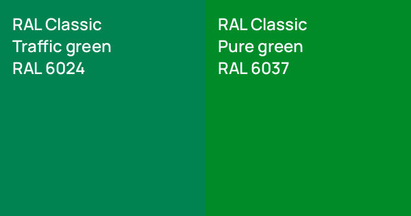 RAL Classic Traffic green vs. RAL Classic Pure green comparison