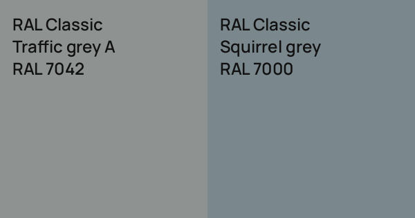 RAL Classic Traffic grey A vs. RAL Classic Squirrel grey comparison