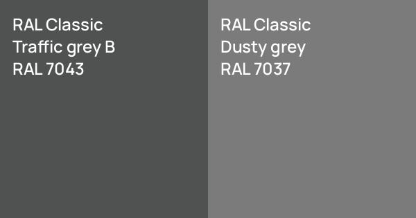 RAL Classic Traffic grey B vs. RAL Classic Dusty grey comparison