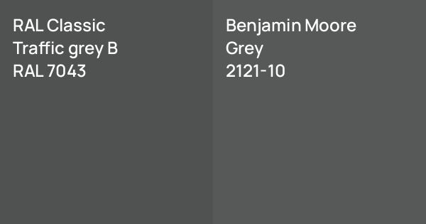 RAL Classic Traffic grey B vs. Benjamin Moore Grey comparison