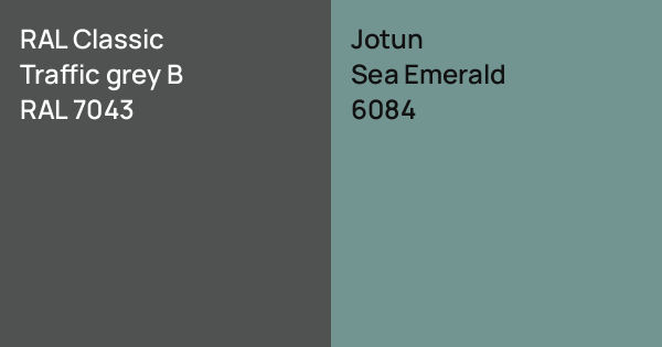 RAL Classic Traffic grey B vs. Jotun Sea Emerald comparison
