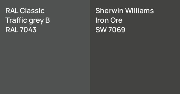 RAL Classic Traffic grey B vs. Sherwin Williams Iron Ore comparison