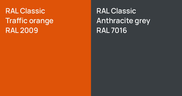 RAL Classic Traffic orange vs. RAL Classic Anthracite grey comparison