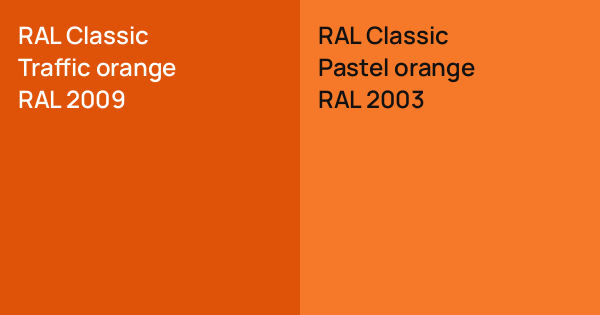 RAL Classic Traffic orange vs. RAL Classic Pastel orange comparison
