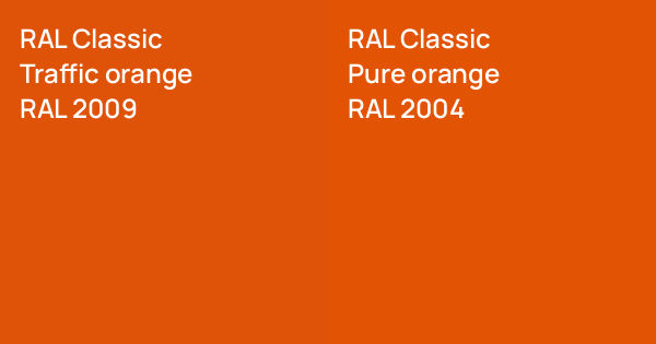 RAL Classic Traffic orange vs. RAL Classic Pure orange comparison