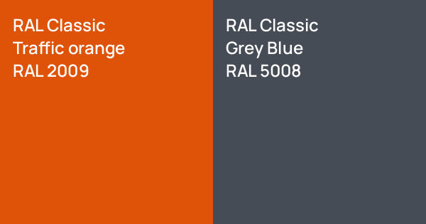 RAL Classic Traffic orange vs. RAL Classic Grey Blue comparison