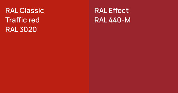 RAL Classic Traffic red vs. RAL Effect RAL 440-M comparison