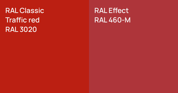RAL Classic Traffic red vs. RAL Effect RAL 460-M comparison