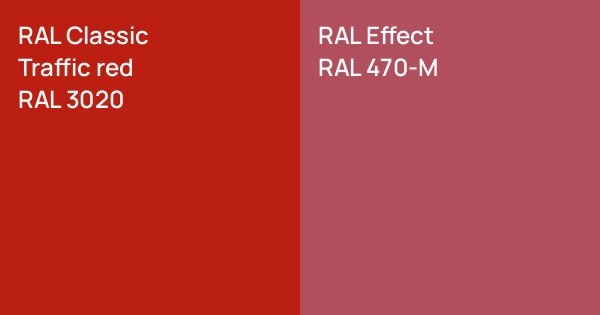 RAL Classic Traffic red vs. RAL Effect RAL 470-M comparison
