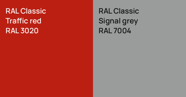 RAL Classic Traffic red vs. RAL Classic Signal grey comparison