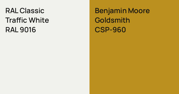 RAL Classic Traffic White vs. Benjamin Moore Goldsmith comparison