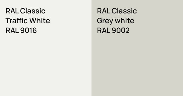 RAL Classic Traffic White vs. RAL Classic Grey white comparison