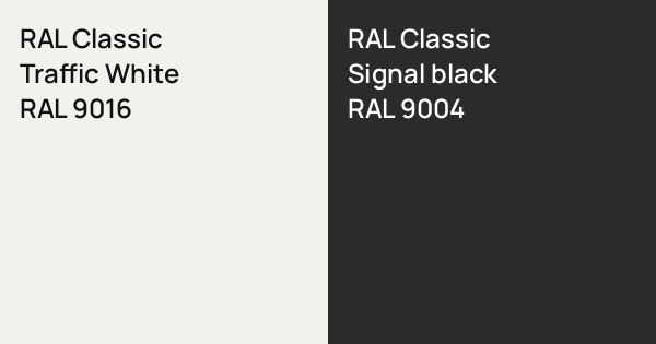 RAL Classic Traffic White vs. RAL Classic Signal black comparison
