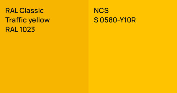 RAL Classic Traffic yellow vs. NCS S 0580-Y10R comparison