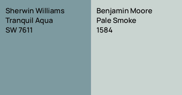 Sherwin Williams Tranquil Aqua vs. Benjamin Moore Pale Smoke comparison