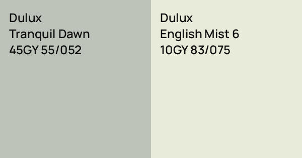 Dulux Tranquil Dawn vs. Dulux English Mist 6 comparison