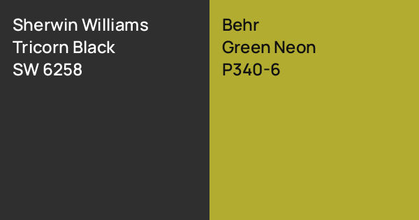 Sherwin Williams Tricorn Black vs. Behr Green Neon comparison
