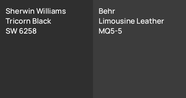 Sherwin Williams Tricorn Black vs. Behr Limousine Leather comparison