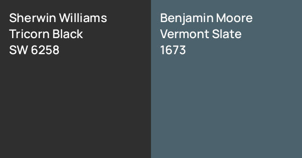 Sherwin Williams Tricorn Black vs. Benjamin Moore Vermont Slate comparison