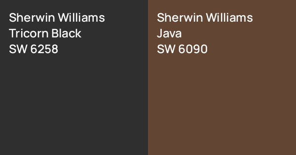 Sherwin Williams Tricorn Black vs. Sherwin Williams Java comparison