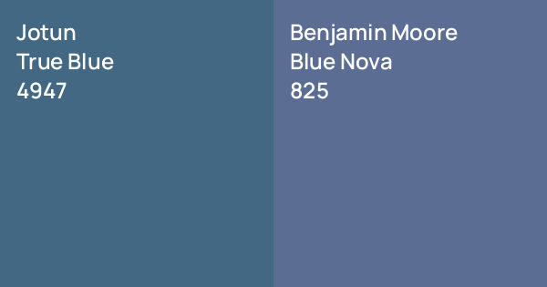 Jotun True Blue vs. Benjamin Moore Blue Nova comparison