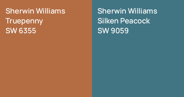 Sherwin Williams Truepenny vs. Sherwin Williams Silken Peacock comparison