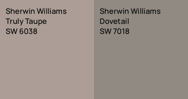 Sherwin Williams Truly Taupe vs. Sherwin Williams Dovetail comparison