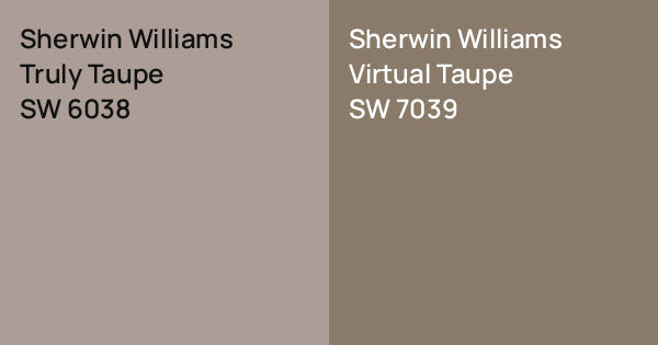 Sherwin Williams Truly Taupe vs. Sherwin Williams Virtual Taupe comparison