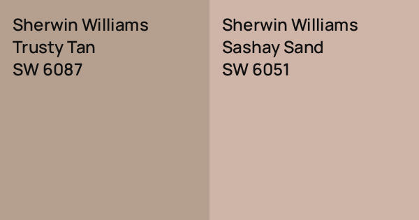 Sherwin Williams Trusty Tan vs. Sherwin Williams Sashay Sand comparison