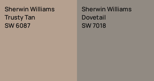 Sherwin Williams Trusty Tan vs. Sherwin Williams Dovetail comparison