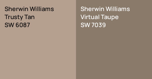 Sherwin Williams Trusty Tan vs. Sherwin Williams Virtual Taupe comparison