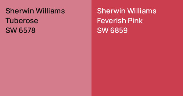 Sherwin Williams Tuberose vs. Sherwin Williams Feverish Pink comparison