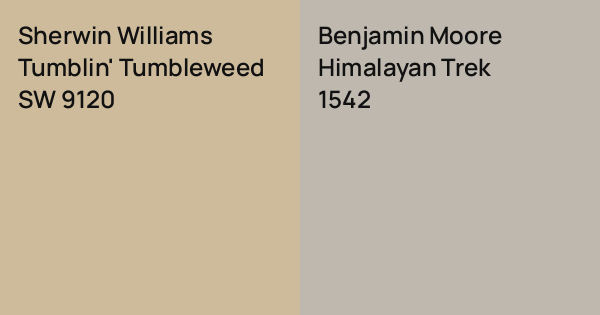 Sherwin Williams Tumblin' Tumbleweed vs. Benjamin Moore Himalayan Trek ...