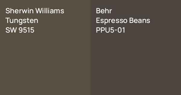 Sherwin Williams Tungsten vs. Behr Espresso Beans comparison