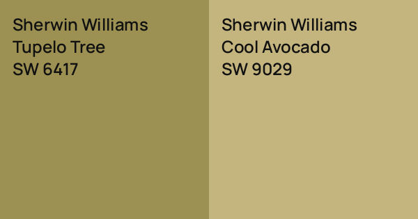 Sherwin Williams Tupelo Tree vs. Sherwin Williams Cool Avocado comparison