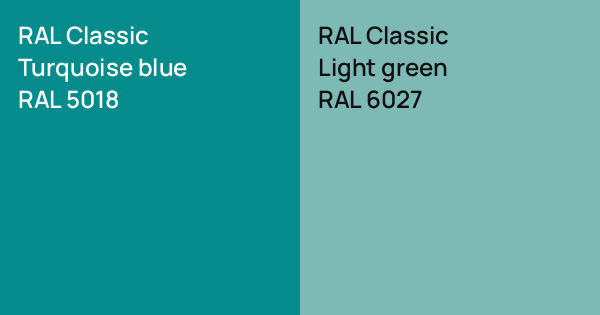 RAL Classic Turquoise blue vs. RAL Classic Light green comparison