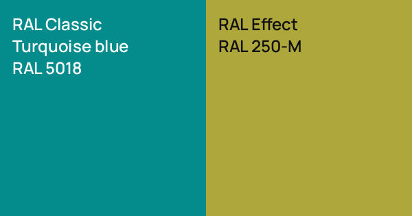 RAL Classic Turquoise blue vs. RAL Effect RAL 250-M comparison