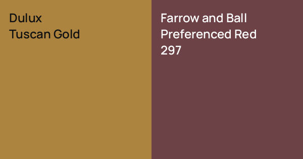 Dulux Tuscan Gold vs. Farrow and Ball Preferenced Red comparison