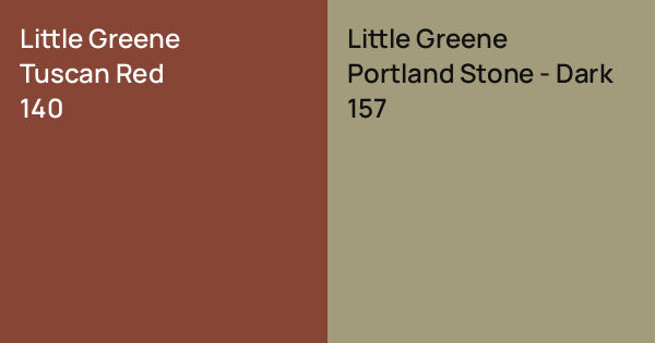 Little Greene Tuscan Red vs. Little Greene Portland Stone - Dark comparison