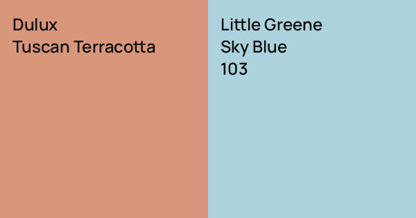 Dulux Tuscan Terracotta vs. Little Greene Sky Blue comparison