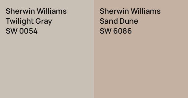 Sherwin Williams Twilight Gray vs. Sherwin Williams Sand Dune comparison