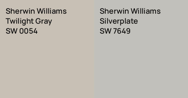 Sherwin Williams Twilight Gray vs. Sherwin Williams Silverplate comparison