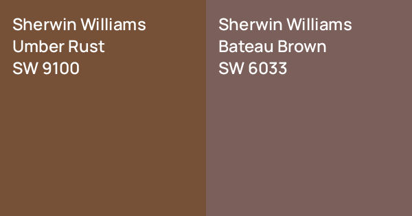 Sherwin Williams Umber Rust vs. Sherwin Williams Bateau Brown comparison