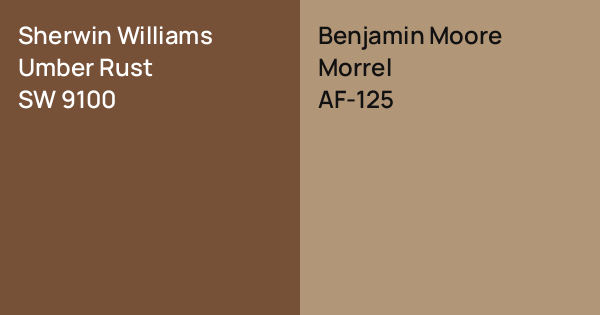 Sherwin Williams Umber Rust vs. Benjamin Moore Morrel comparison