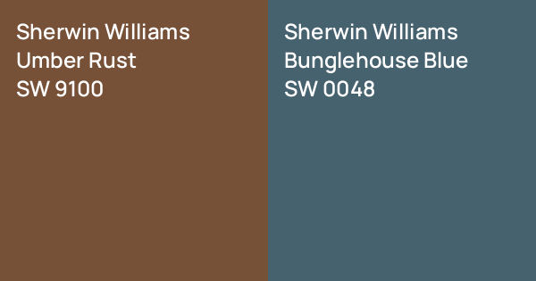 Sherwin Williams Umber Rust vs. Sherwin Williams Bunglehouse Blue ...