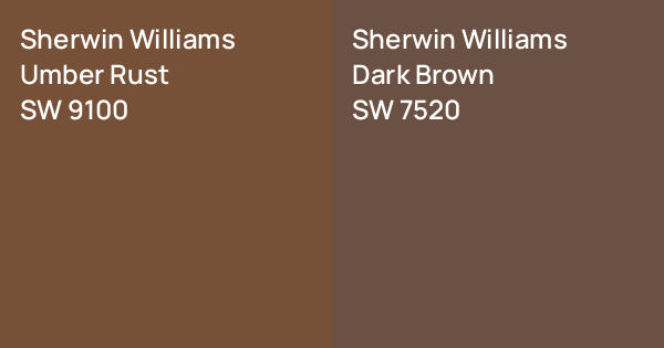 Sherwin Williams Umber Rust vs. Sherwin Williams Dark Brown comparison