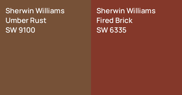 Sherwin Williams Umber Rust vs. Sherwin Williams Fired Brick comparison